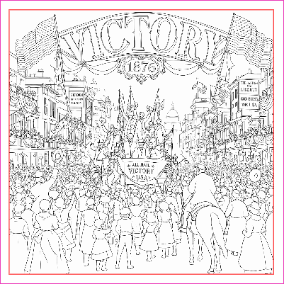 Line Art Engraving 1876 Victory USA Centennial Celebration